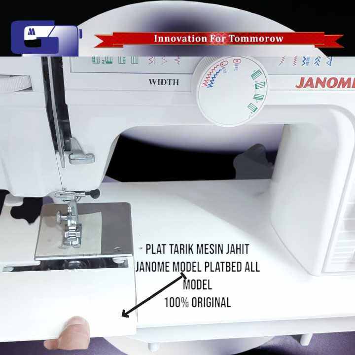 JANOME GENUINE PART plat tarik/penutup bagian atas tempat sekoci mesin ...