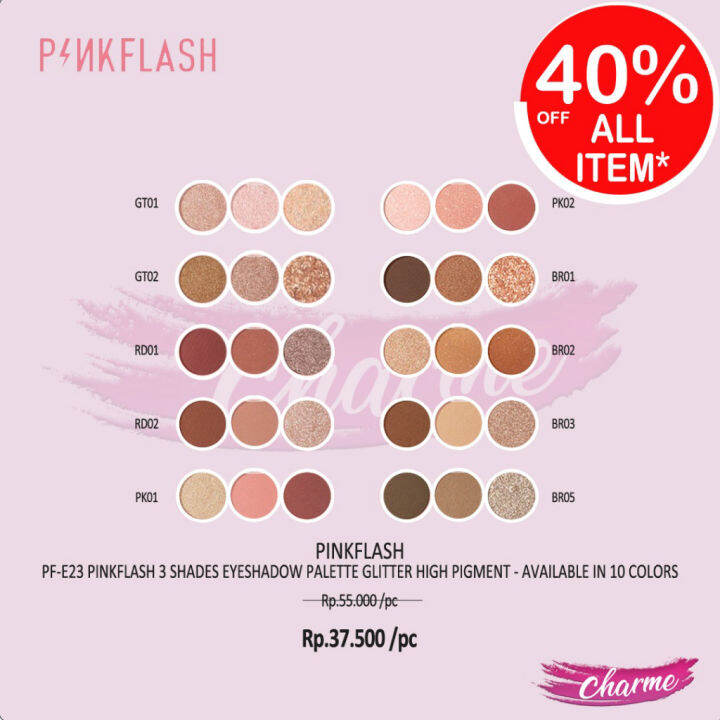(READY) Pinkflash Pink Flash 3 Shades Eyeshadow Palette Glitter High ...