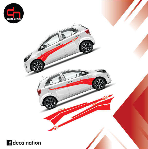 Kia Picanto Basic Decals Design 2 all red colors | Lazada PH