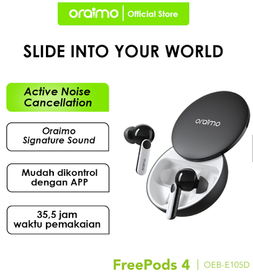 Oraimo Freepods 4 TWS Bluetooth Wireless Earphone V5.2 Dengan Control ...