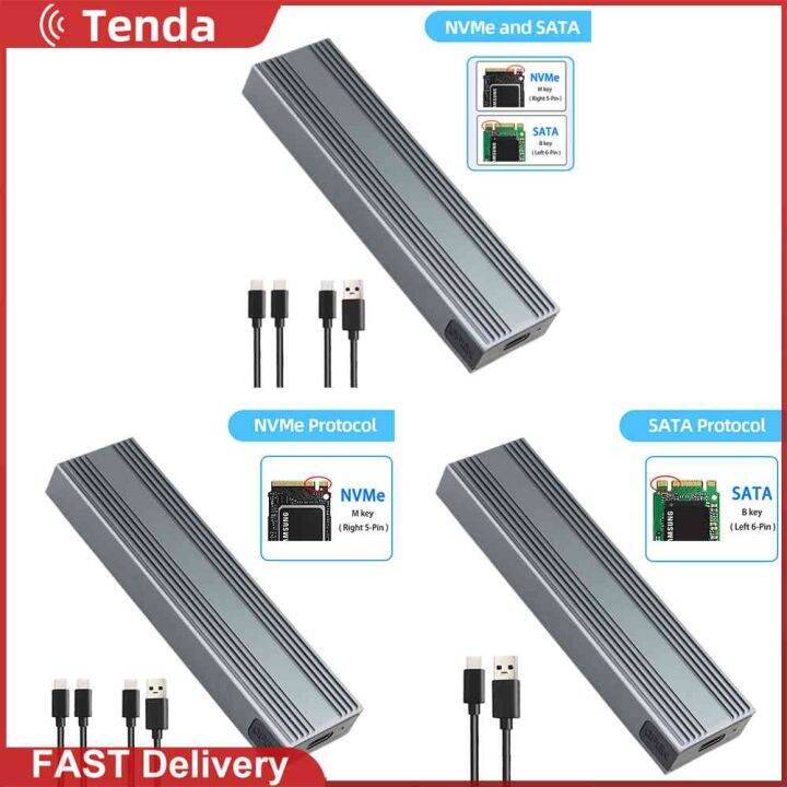 M.2 NVME SATA Dual Protocol Hard Drive Case 2TB External SSD Enclosure Adapter Support UASP and ...