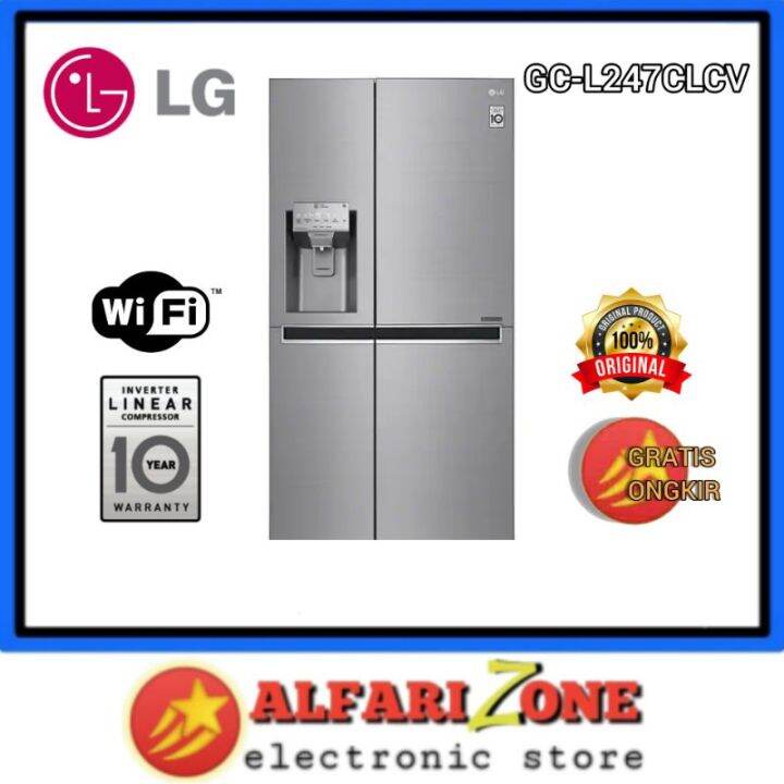 Kulkas LG Side by Side Dispenser GC-L247CLCV inverter GCL247CLCV GCL247 247CLCV | Lazada Indonesia