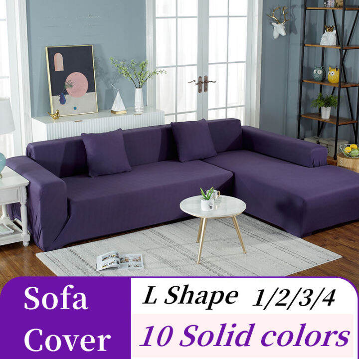 Solid 1/2/3/4-Seater Nordic Stretch Sofa Cover for L Shape Sofa Corner ...