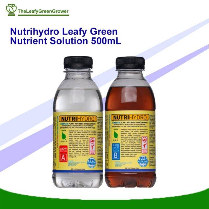 Nutrihydro Leafy Green Nutrient Solution A+B | For Hydroponics and ...