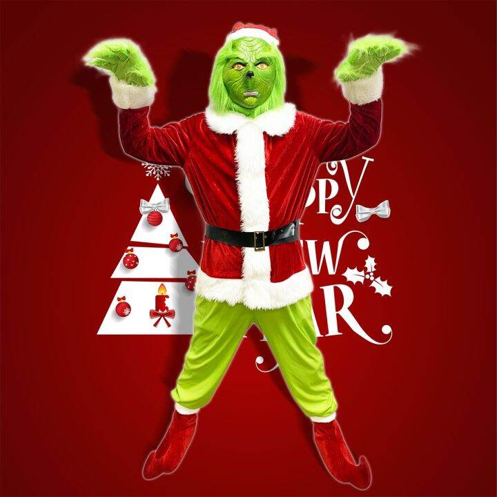 [COD] Grinch full set of costumes Strange steal cos costume green ...