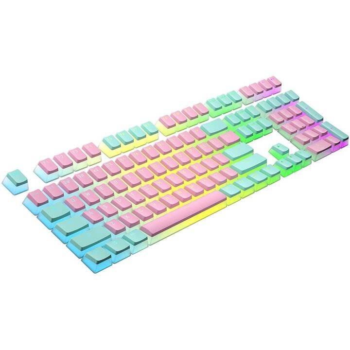 # Cyan Pink pudding keycap 108 Double Shot PBT pudding keycap Ansi/ISO ...