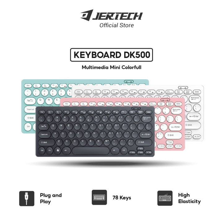 JERTECH Keyboard Mini DK500 Simple Keyboard Layout & FN Multimedia ...