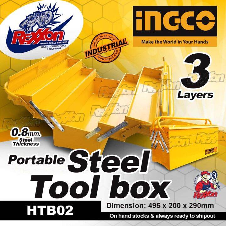 INGCO 3 Layer Portable Steel Tool Box HTB02 Rexxon Power Tools Trading ...