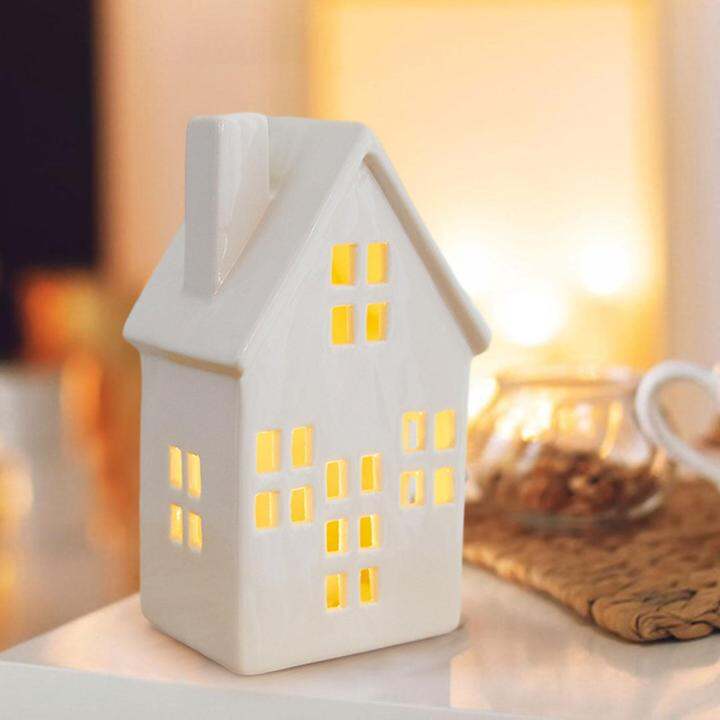 Loviver Christmas Village Lighted Ceramic Houses for Table Centerpiece ...
