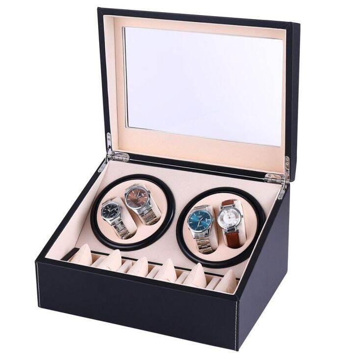 Automatic Watch Winder Display Box, 4+6 Leather Rotating Display Box ...