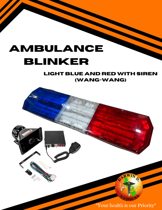 AMBULANCE BLINKER LIGHT RED AND BLUE WITH SIREN (WANG-WANG) | Lazada PH
