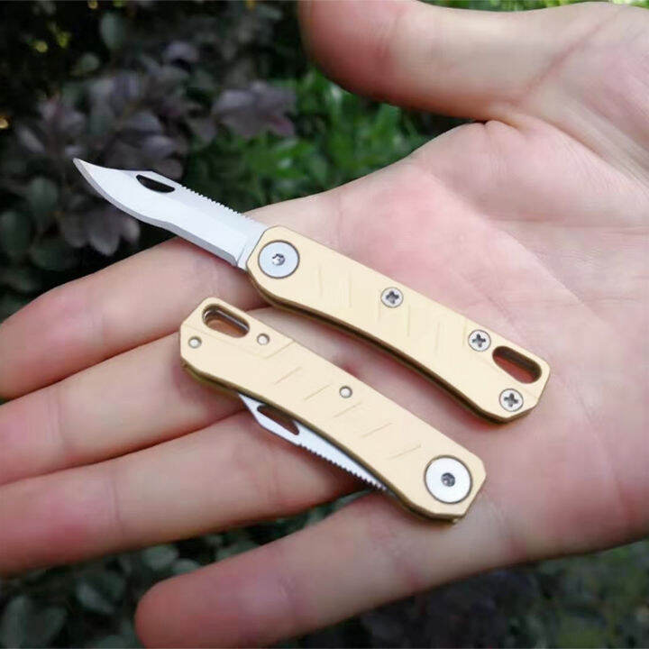 Copper-plated pure copper portable folding knife Keychain pendant knife ...