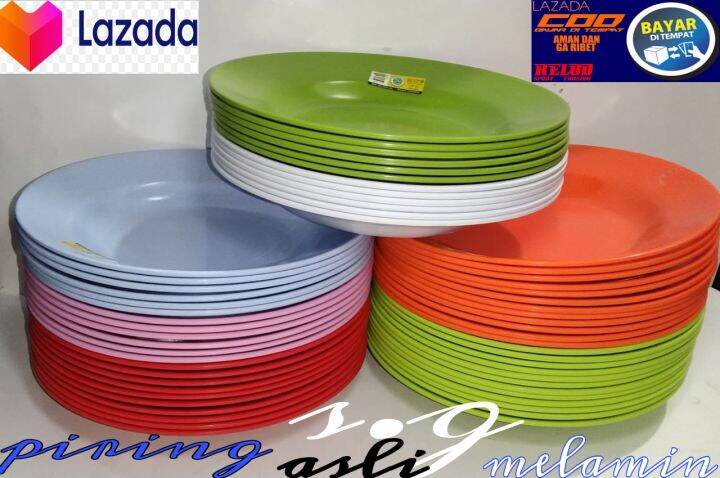 12pcs Piring Makan Melamin 9 Inch Merek GOLDEN DRAGON / 1 Lusin Piring ...