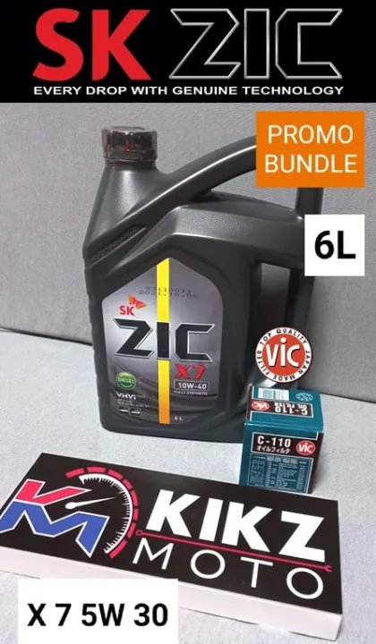 SK ZIC X 7 5W-30 FULLY SYNTHETIC DIESEL 6L w/ VIC OIL FILTER C-306 (MITSUBISHI MONTERO/PAJERO ...