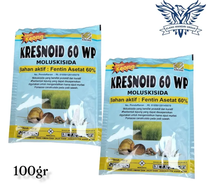 RACUN KEONG KRESNOID 100GR 60 WP RACUN SIPUT Bahan Aktif : Fentin ...