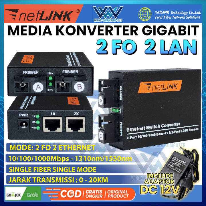 Media Konverter Gigabit 2 FO 2 LAN 10/100/1000M Fiber Optic FO SC Converter RJ45 Switch | Lazada ...