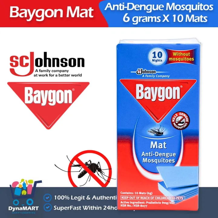 Baygon Mat Anti Dengue Mosquitoes 6 grams X 10 Mats Refill | Lazada PH