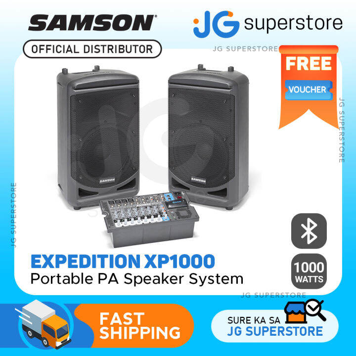 Samson Expedition XP1000 Portable PA Speaker System 1000 Watts with Bluetooth, 10 Channel Mixer ...