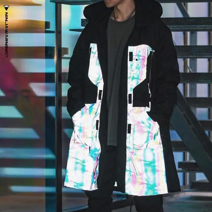 【TECHWEAR】NJWN 22AW Darkwear Reflective Long trench coat cyberpunk tech ...