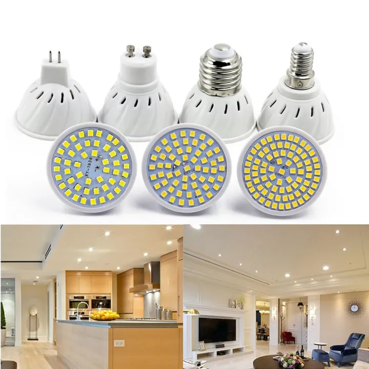 E27 E14 MR16 GU10โคมไฟ220โวลต์110โวลต์ SMD 2835 48 60 80 LEDs เย็นสีขาวโคมไฟสำหรับบ้านสปอตไล ...