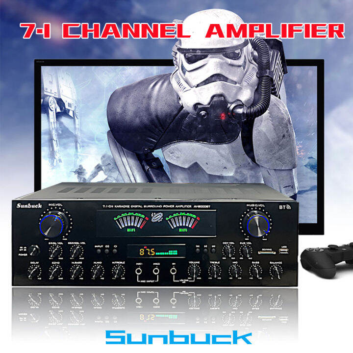 Sunbuck 7.1 Channel Power Amplifier Home Theater Karaoke Amplifier Bluetooth Stereo Surround ...
