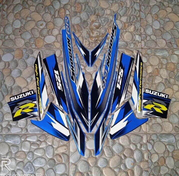 STIKER SET STRIPING STRIPPING SUZUKI SHOGUN RR 125 2007 WARNA BIRU ...