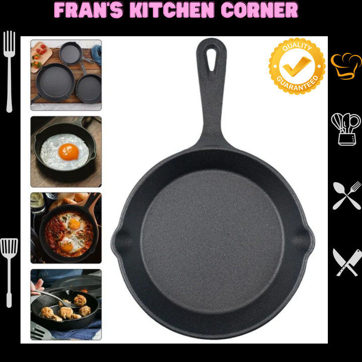 Cast Iron Pre-Seasoned Skillet Frying pan Cat Iron Pot Best Heavy Duty ...