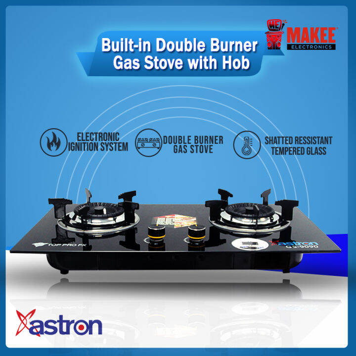 ASTRON GS-9090 Built-in Double Burner Gas Stove with Hob and Tempered ...