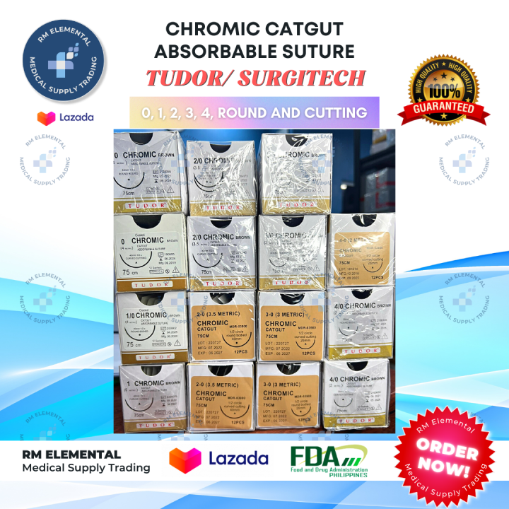Chromic Catgut Absorbable Suture 0, 1, 2, 3, 4 Round and Cutting ...