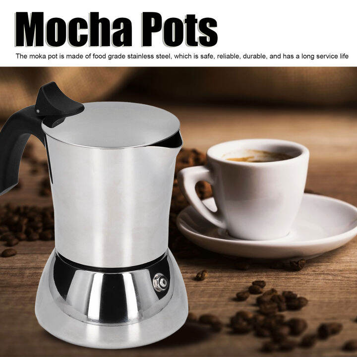 Moka Pot สแตนเลสเกรดอาหารแบบพกพาสะดวกประหยัดเวลา DIY ทำกาแฟเครื่องมือ ...