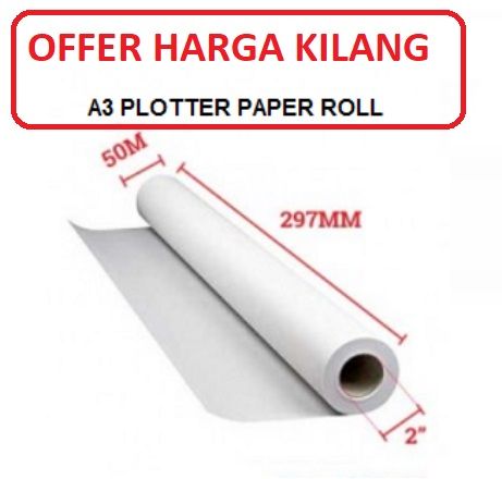 A3 PLOTTER PAPER ROLL 297MM X 50M X 2", A3 PLAN PRINTING PAPER ROLL ...