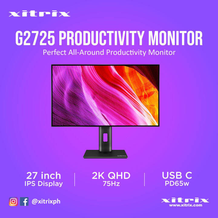 Xitrix WFP2725 27inch 75Hz QHD IPS 4 Side borderless Flat Productivity ...