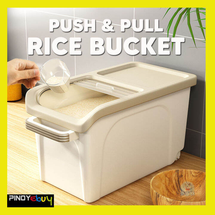 PINOYEBUY Rice Dispenser Sliding Door Rice Storage 10KG and 15KG ...