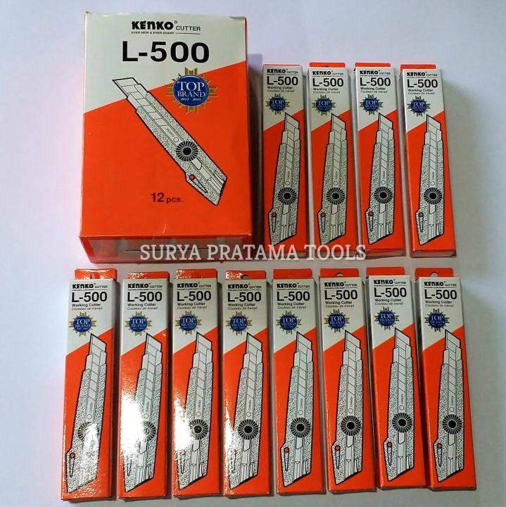 [12 PCS] CUTTER BESAR KENKO L500 / PISAU CUTTER BESAR KENKO L-500 | Lazada Indonesia