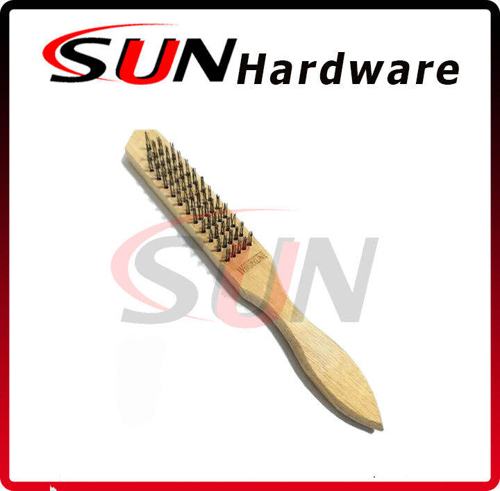 Sikat Kawat Baja Putih Kasar Gagang Kayu Wire Brush | Lazada Indonesia