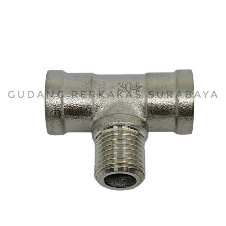T CONNECTOR SUS 304 F x M x F SAMBUNGAN PIPA STAINLESS SAMBUNGAN CABANG 3 TEE PIPA STAINLES ...