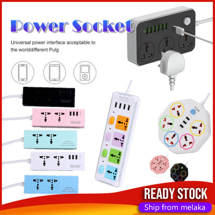 (Ready stock)Power Strip 3 Universal power socket with 6 USB Ports ...