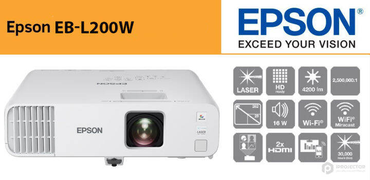 Epson EB-L200W 3LCD WXGA Standard-Throw Laser Projector with Built-in Wireless | Lazada