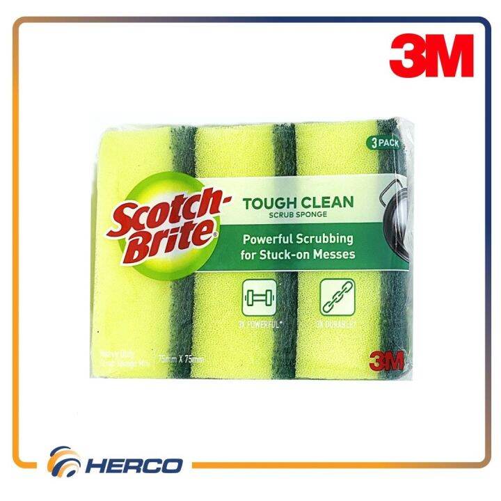 3M Scotch Brite Tough Clean Scrub Sponge Mini 3'S | Lazada PH