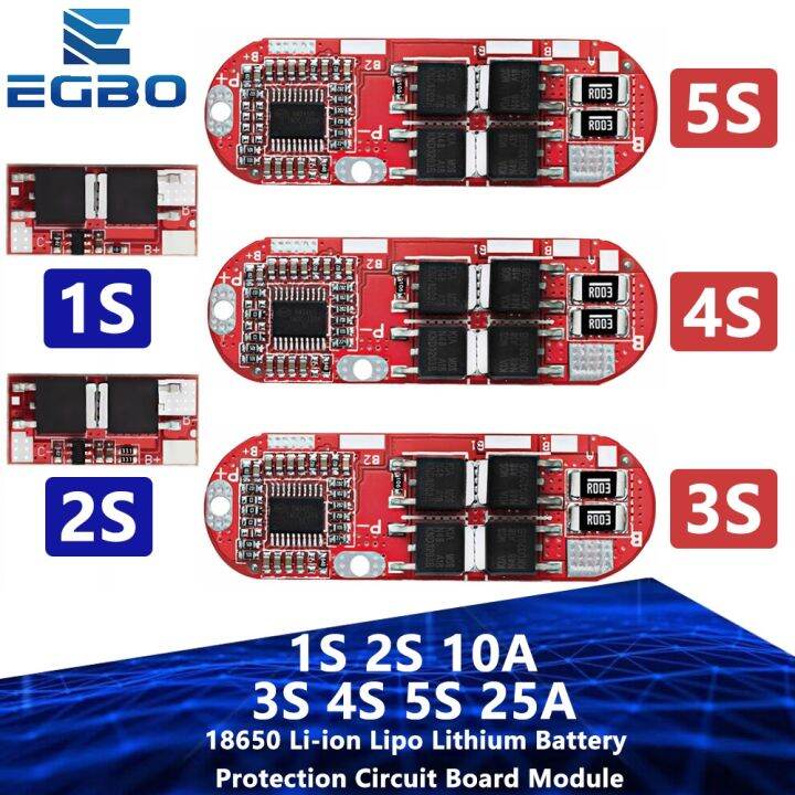 ⊕ Bms 1s 2s 10a 3s 4s 5s 25a Bms 18650 Li-ion Lipo Lithium Battery ...