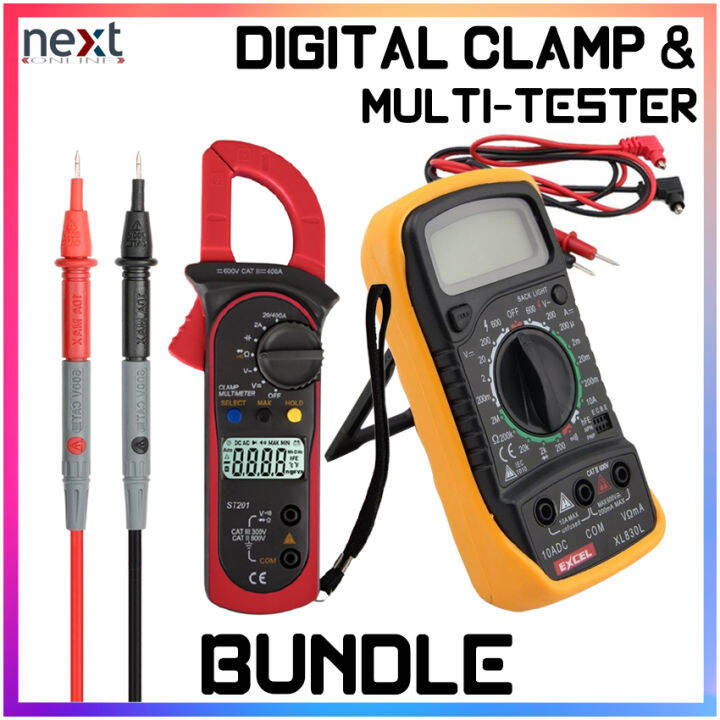 (BUNDLE) Digital Clamp Multimeter Resistance ohm Tester AC DC Clamp ...