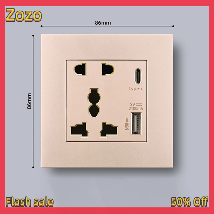 Zozo Ready Stock Power 2100MA USB Outlet Crystal Glass Panel 13A UK ...