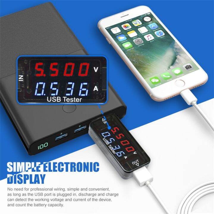2 in 1 LED Display USB Tester DC Voltmeter ammeter 3.3V-30V Volt Meter ...