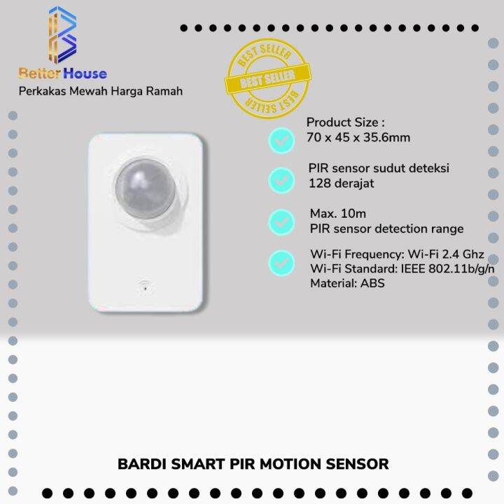 BARDI Smart PIR Motion Sensor-Deteksi Gerak Pintar | Lazada Indonesia