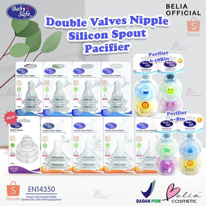 BABY SAFE Double Valves Nipple Slim Neck & Pacifier | Wide Neck ...