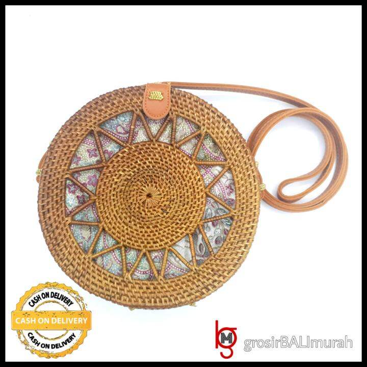 20cm Tas KETAK ATE Bulat Bali BINTANG BOLONG COKLAT KETAK By GBM / Tali ...