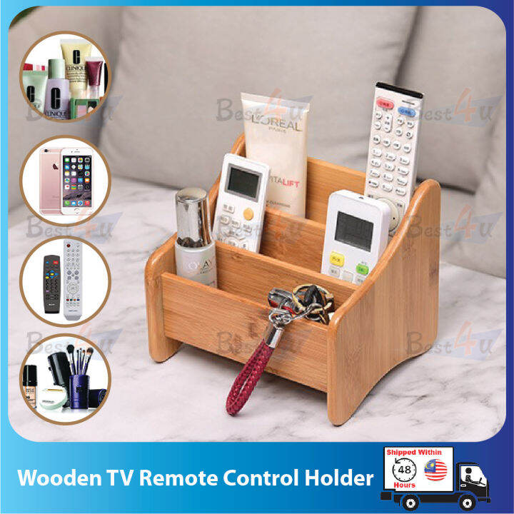 BEST4U Wooden TV Remote Control Holder Stand / Home Organizer Table ...