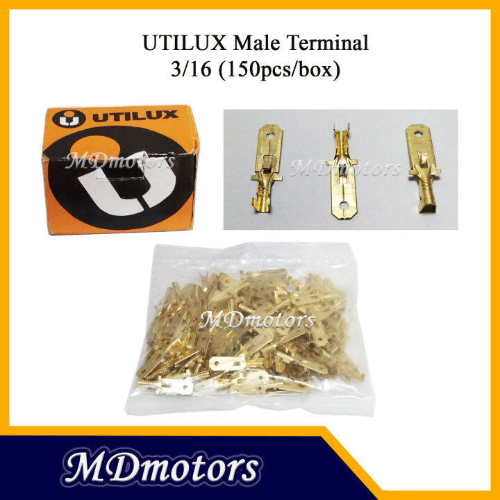 UTILUX Male Terminal Crimp Electrical Wire Connector 3/16 (150pcs/box ...