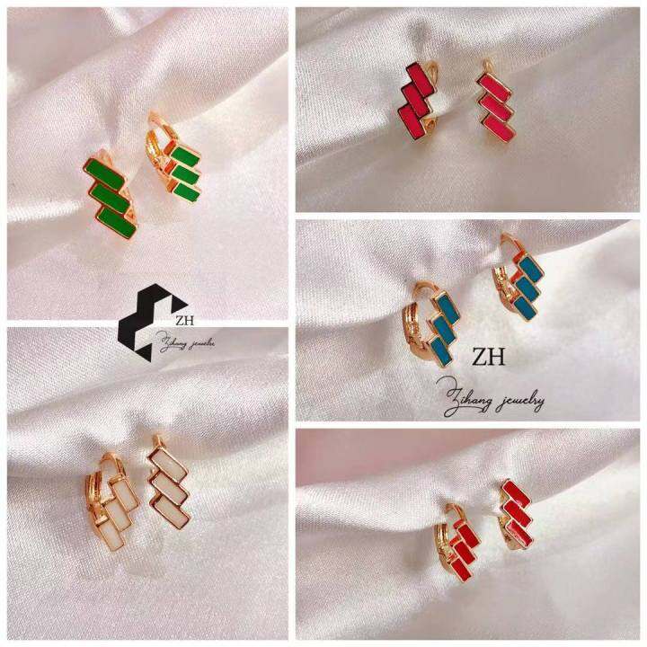 Zihang jewelry 18K Gold plated sigsag oil clip earrings | Lazada PH