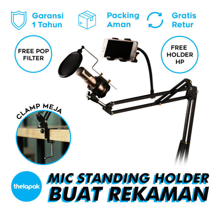 Stand Rekaman Podcast Mic Meja Lazypod Remax CK100 Alat Rekaman Podcast ...